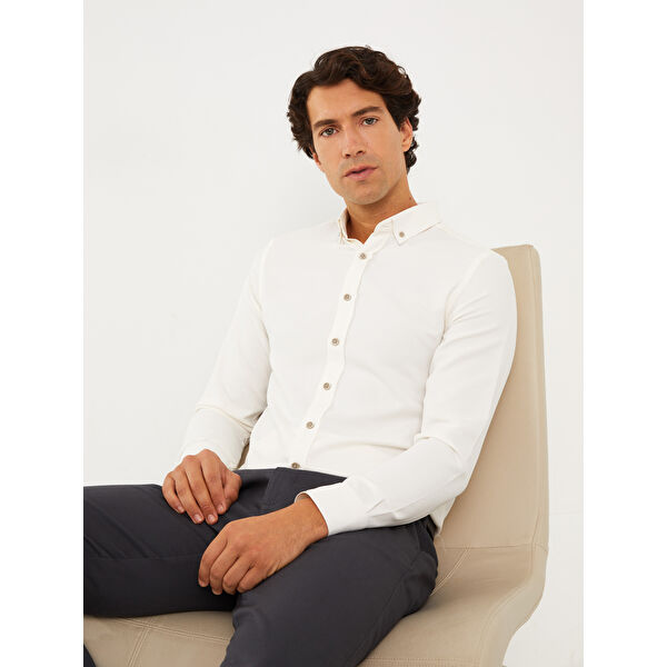 Regular Fit Uzun Kollu Armürlü Erkek Gömlek