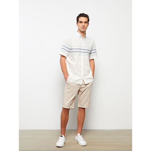 Regular Fit Kısa Kollu Çizgili Erkek Gömlek
