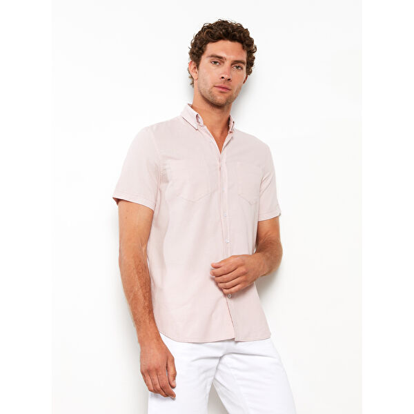 Regular Fit Kısa Kollu Armürlü Erkek Gömlek Regular Fit Kısa Kollu Armürlü Erkek Gömlek