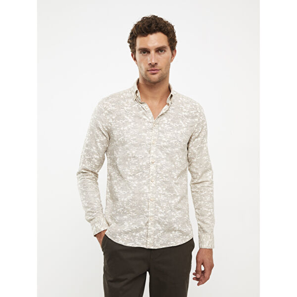 Slim Fit Uzun Kollu Desenli Erkek Gömlek Slim Fit Uzun Kollu Desenli Erkek Gömlek