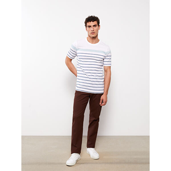 Bisiklet Yaka Kısa Kollu Çizgili Penye Erkek Tişört Bisiklet Yaka Kısa Kollu Çizgili Penye Erkek Tişört