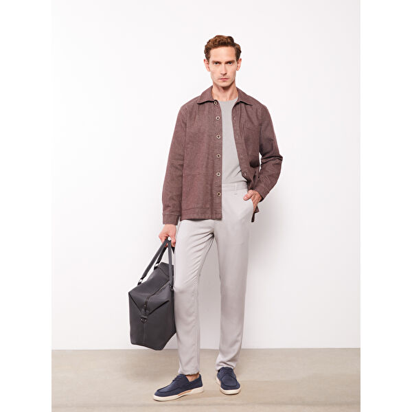 Rahat Kalıp Uzun Kollu Gabardin Erkek Gömlek Ceket