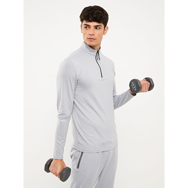 Dik Yaka Uzun Kollu Erkek Spor Sweatshirt