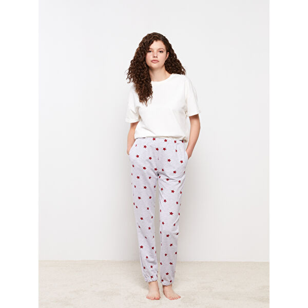 Beli Lastikli Desenli Kadın Jogger Pijama Alt Beli Lastikli Desenli Kadın Jogger Pijama Alt