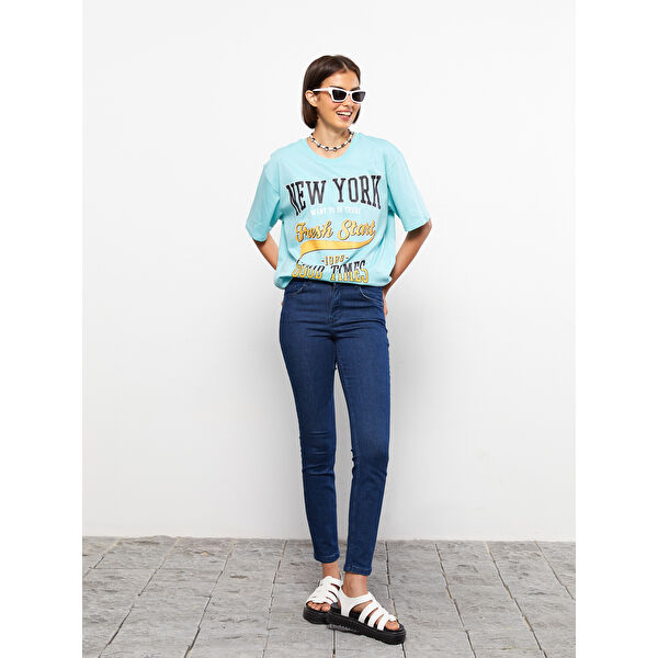 Normal Bel Skinny Fit Düz Cep Detaylı Kadın Rodeo Jean Pantolon