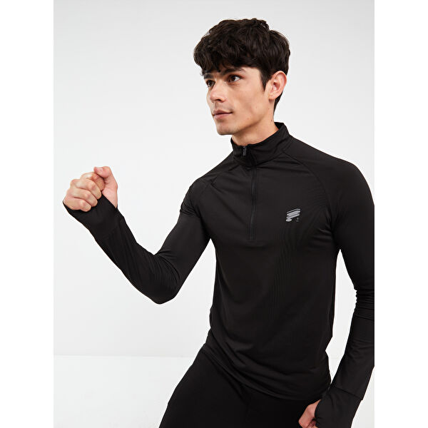 Dik Yaka Uzun Kollu Baskılı Erkek Spor Sweatshirt Dik Yaka Uzun Kollu Baskılı Erkek Spor Sweatshirt