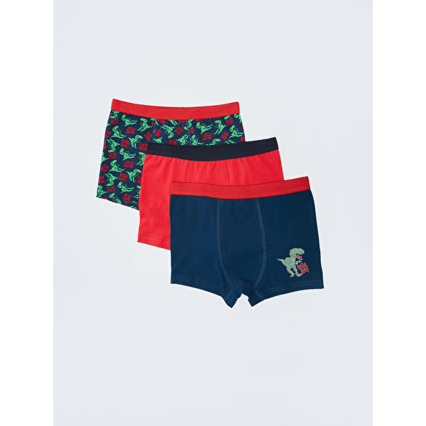 Baskılı Pamuklu Erkek Çocuk Boxer 3'lü
