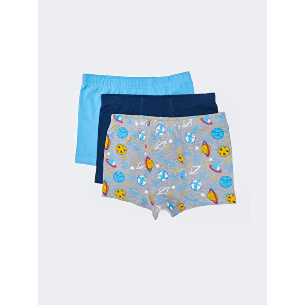 Baskılı Pamuklu Erkek Çocuk Boxer 3'lü