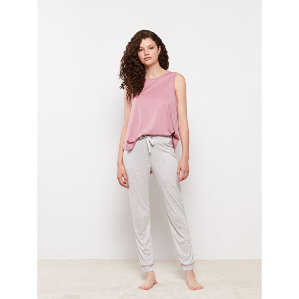 Beli Lastikli Puantiyeli Kadın Jogger Pijama Alt Beli Lastikli Puantiyeli Kadın Jogger Pijama Alt