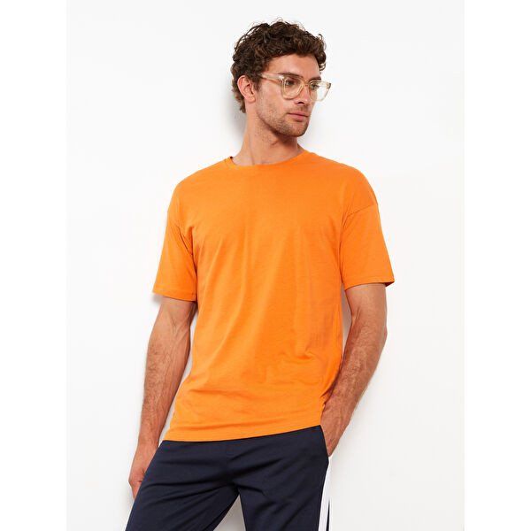 Oversize Bisiklet Yaka Kısa Kollu Penye Erkek Tişört