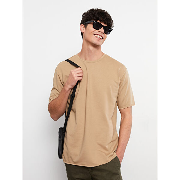 Oversize Bisiklet Yaka Kısa Kollu Penye Erkek Tişört