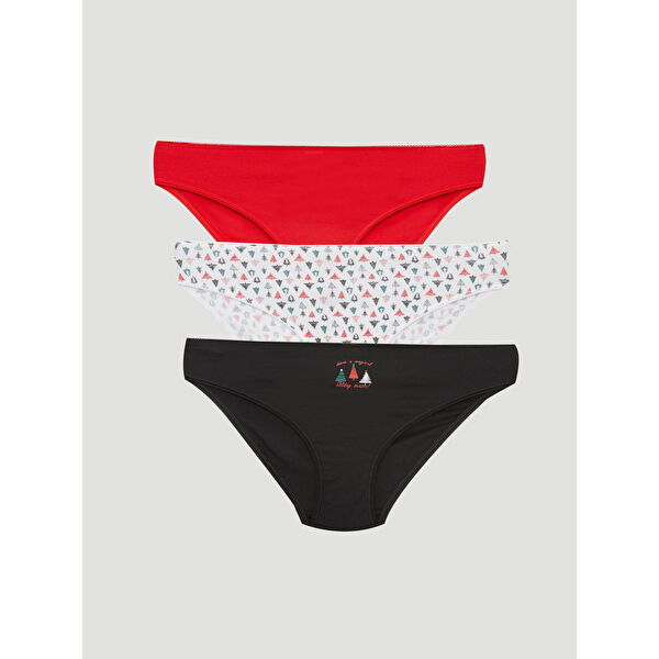 Desenli Kadın Bikini Külot 3'lü Paket Desenli Kadın Bikini Külot 3'lü Paket