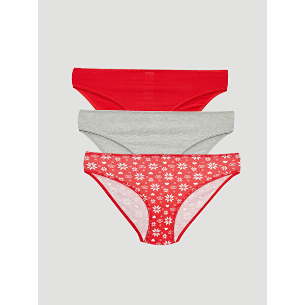 Desenli Penye Bikini Kadın Külot 3'lü Desenli Penye Bikini Kadın Külot 3'lü