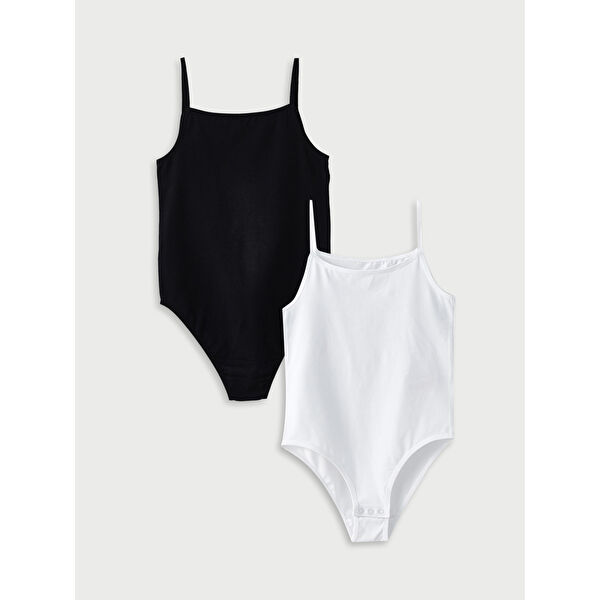 Kare Yaka Basic Askılı Pamuklu Kız Çocuk Çıtçıtlı Body 2'li Kare Yaka Basic Askılı Pamuklu Kız Çocuk Çıtçıtlı Body 2'li