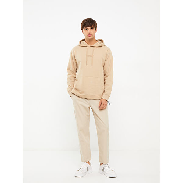 Kapüşonlu Uzun Kollu Baskılı Erkek Sweatshirt