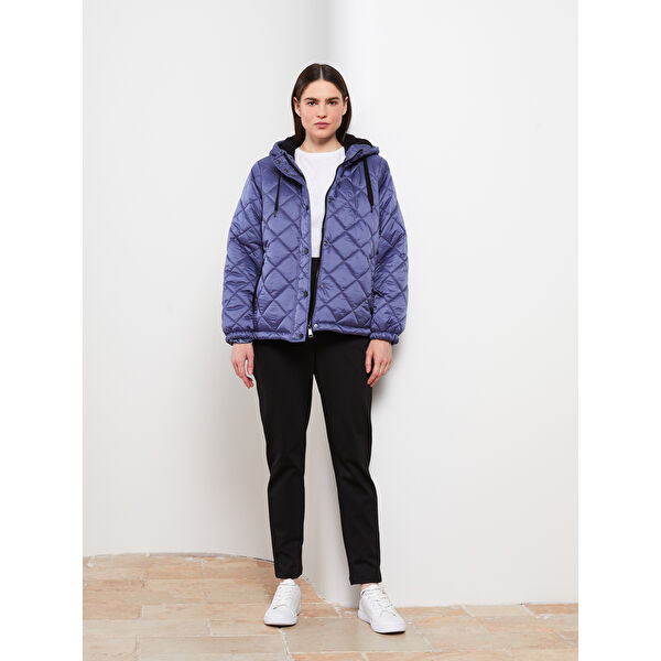 Kapüşonlu Kapitone Desenli Uzun Kollu Kadın Şişme Mont Kapüşonlu Kapitone Desenli Uzun Kollu Kadın Şişme Mont