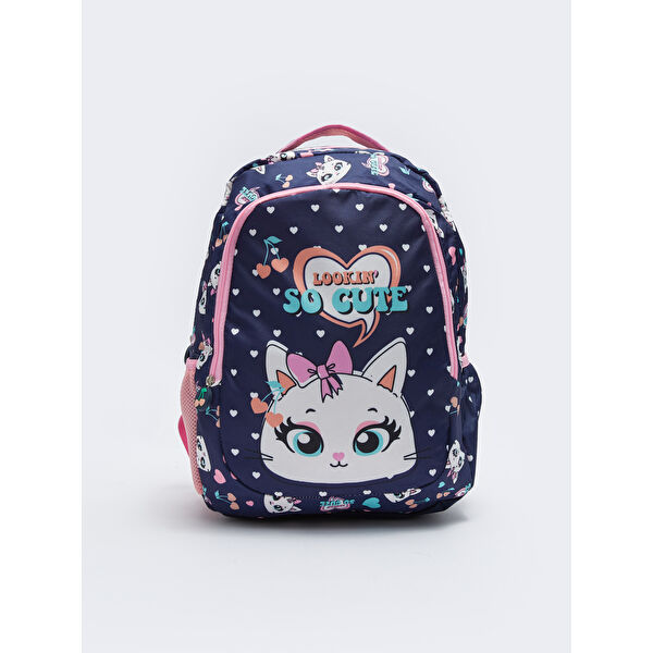 Kedi Baskılı Kız Çocuk Sırt Çantası