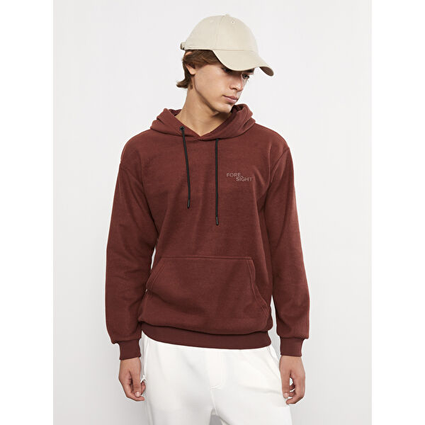 Kapüşonlu Uzun Kollu Baskılı Erkek Sweatshirt Kapüşonlu Uzun Kollu Baskılı Erkek Sweatshirt