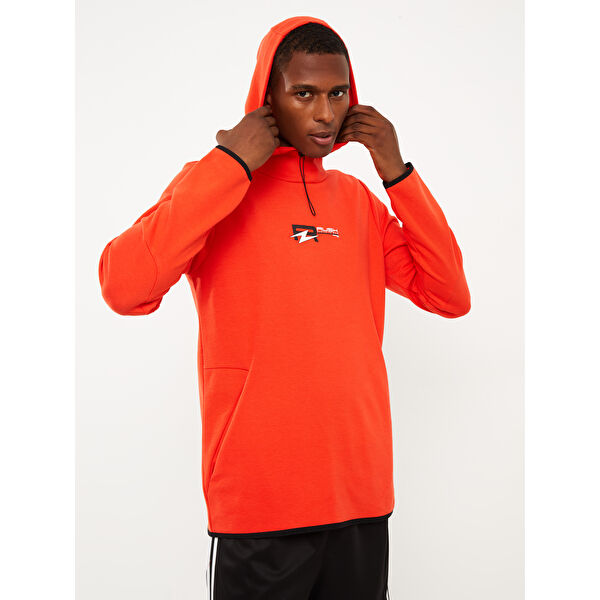 Kapüşonlu Uzun Kollu Baskılı Erkek Spor Sweatshirt