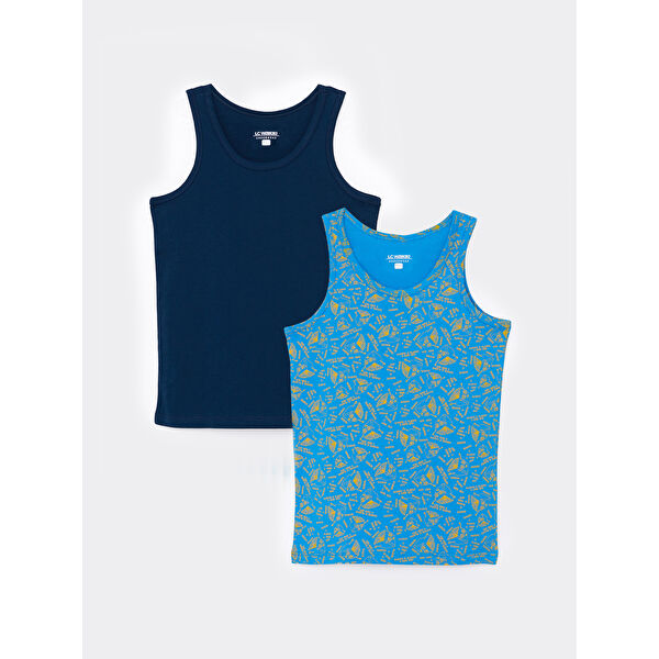 Bisiklet Yaka Pamuklu Erkek Çocuk Atlet 2'li