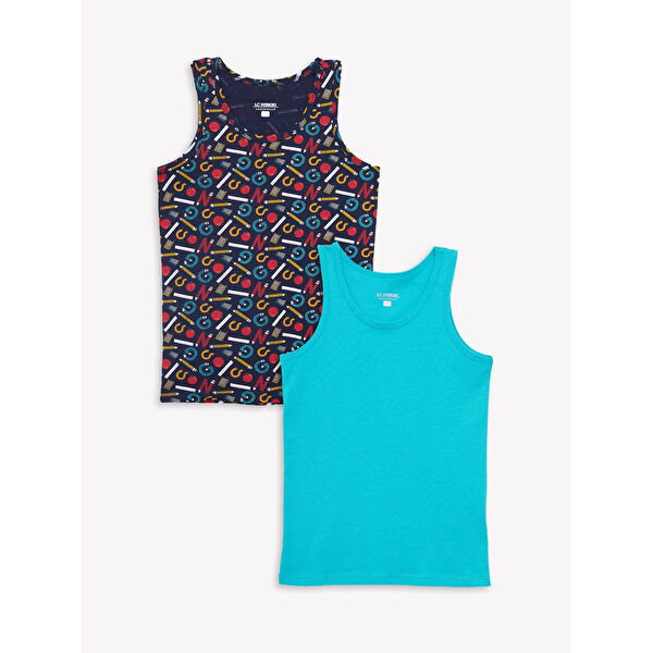 Bisiklet Yaka Pamuklu Erkek Çocuk Atlet 2'li