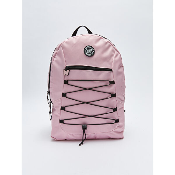 Etiket Baskılı Süs Bağcıklı Kız Çocuk Sırt Çantası