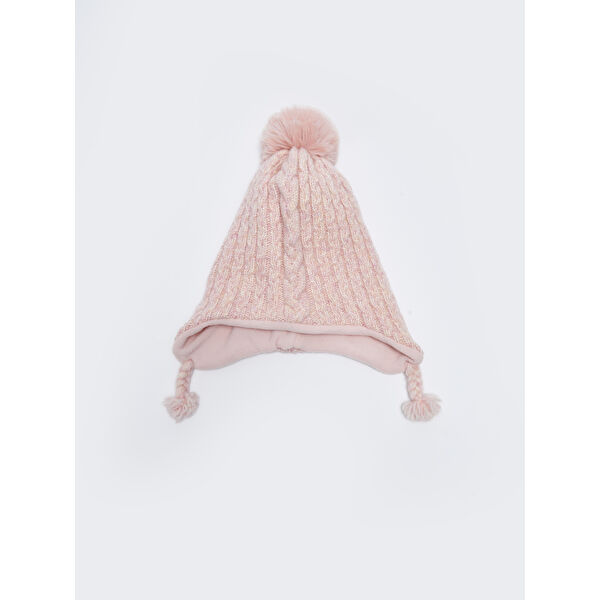 Kendinden Desenli Kulağı Örten Kız Çocuk Triko Bere Kendinden Desenli Kulağı Örten Kız Çocuk Triko Bere