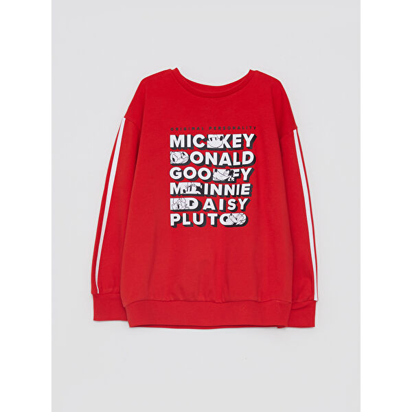 Bisiklet Yaka Disney Baskılı Uzun Kollu Kız Çocuk Sweatshirt