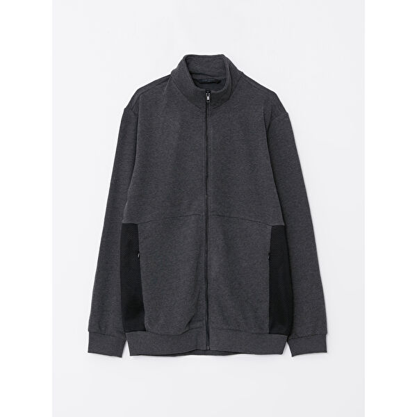 Standart Kalıp Dik Yaka Erkek Spor Hırka