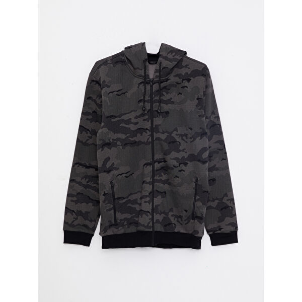 Standart Kalıp Kapüşonlu Erkek Spor Hırka