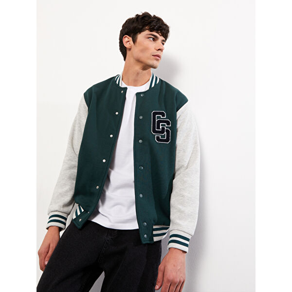 Oversize Kolej Yaka Uzun Kollu Erkek Spor Hırka Oversize Kolej Yaka Uzun Kollu Erkek Spor Hırka