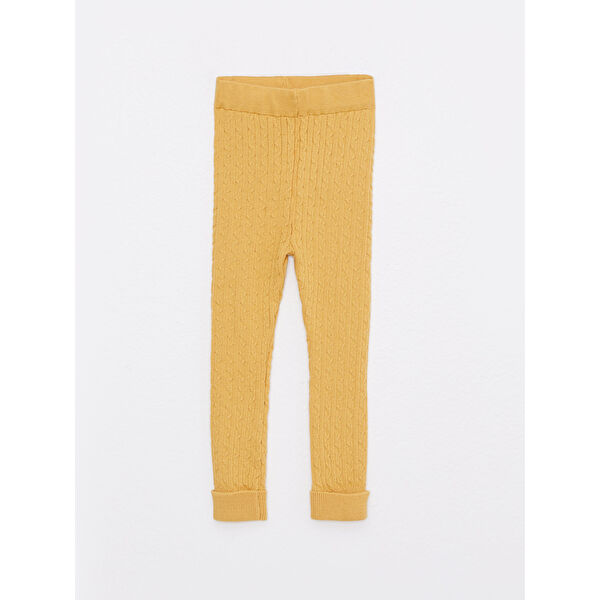 Beli Lastikli Kendinden Desenli Kız Bebek Triko Tayt Beli Lastikli Kendinden Desenli Kız Bebek Triko Tayt