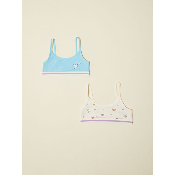 Baskılı Pamuklu Kız Çocuk Büstiyer 2'li