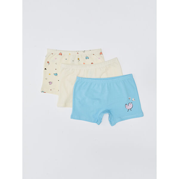 Baskılı Pamuklu Kız Çocuk Boxer 3'lü