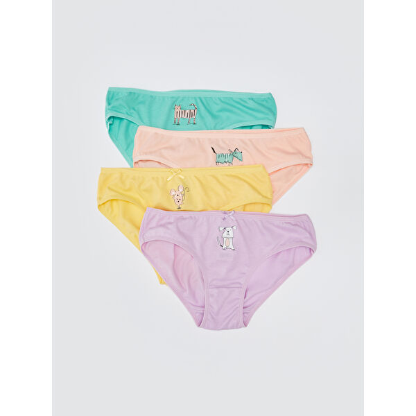 Baskılı Pamuklu Kız Çocuk Külot 4'lü