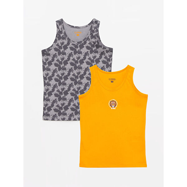 Bisiklet Yaka Baskılı Pamuklu Erkek Çocuk Atlet 2'li