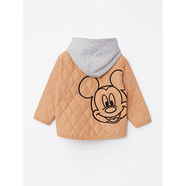 Kapüşonlu Mickey Mouse Baskılı Uzun Kollu Erkek Bebek Mont Kapüşonlu Mickey Mouse Baskılı Uzun Kollu Erkek Bebek Mont