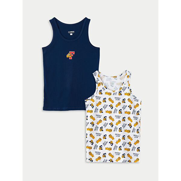 Bisiklet Yaka Baskılı Pamuklu Erkek Çocuk Atlet 2'li