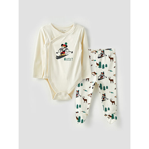 Zarf Yaka Uzun Kollu Mickey Mouse Baskılı Erkek Bebek Çıtçıtlı Body ve Pantolon 2li Takım Zarf Yaka Uzun Kollu Mickey Mouse Baskılı Erkek Bebek Çıtçıtlı Body ve Pantolon 2li Takım