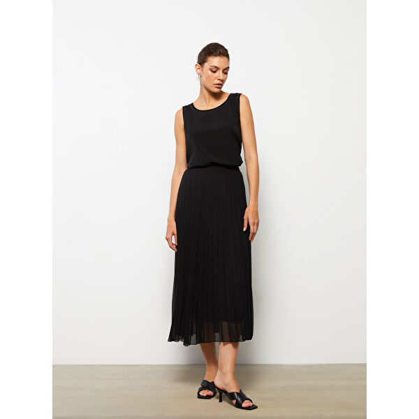 Beli Lastikli Pileli Şifon Kadın Etek Beli Lastikli Pileli Şifon Kadın Etek