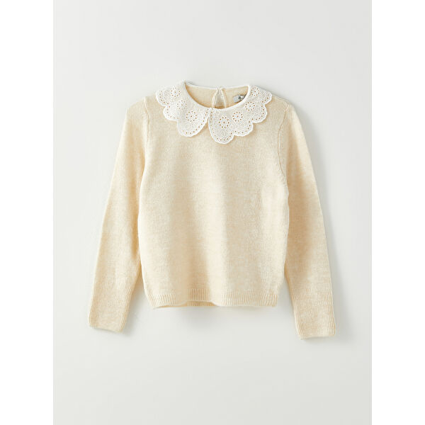 Bebe Yaka Düz Uzun Kollu Kadın Triko Kazak