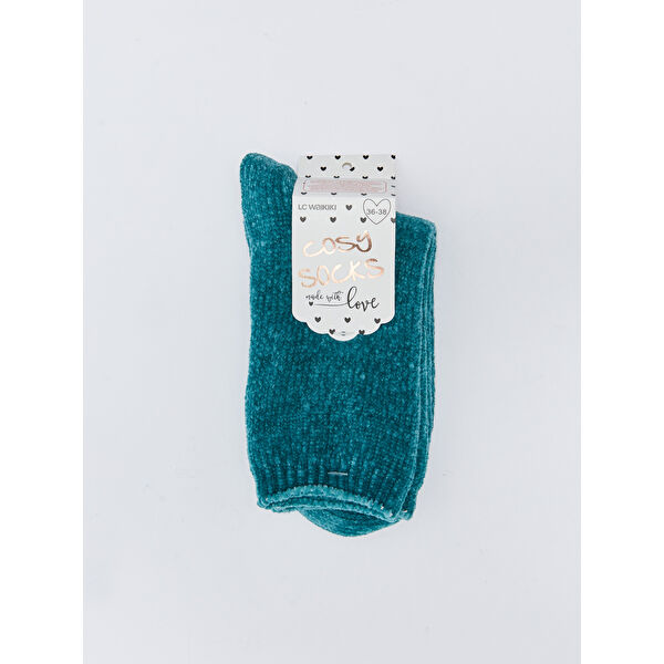 Düz Kadife Kadın Ev Çorabı