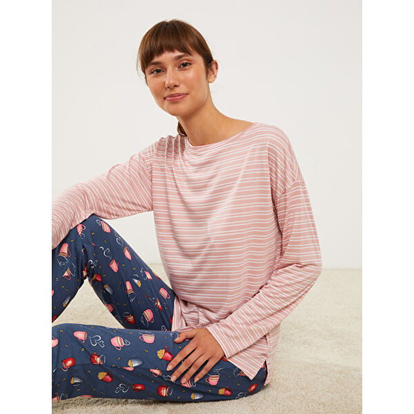 Beli Lastikli Desenli Pamuklu Kadın Jogger Pijama Altı Beli Lastikli Desenli Pamuklu Kadın Jogger Pijama Altı