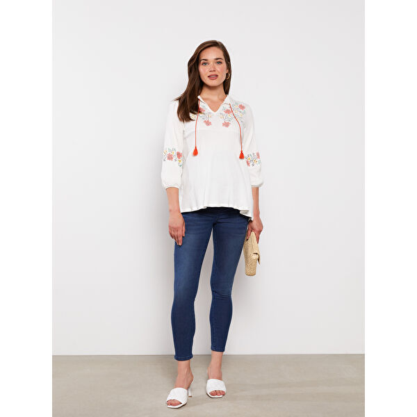 Karın Panelli Skinny Fit Düz Hamile Rodeo Jean Pantolon Karın Panelli Skinny Fit Düz Hamile Rodeo Jean Pantolon