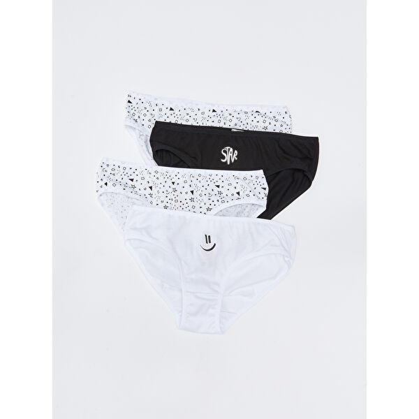 Baskılı Pamuklu Kız Çocuk Külot 4'lü