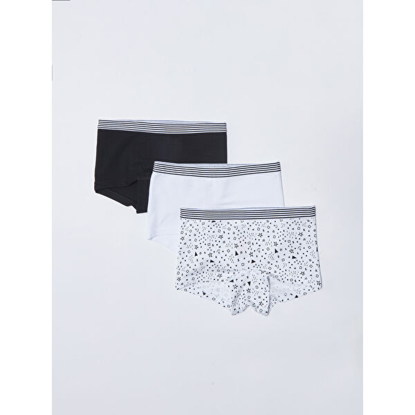 Baskılı Pamuklu Kız Çocuk Boxer 3'lü