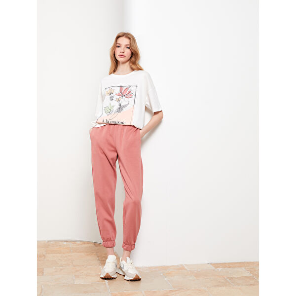 Beli Lastikli Düz Kadın Jogger Eşofman Altı