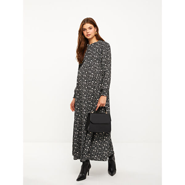 Bisiklet Yaka Desenli Uzun Kollu Krinkle Hamile Elbise Bisiklet Yaka Desenli Uzun Kollu Krinkle Hamile Elbise