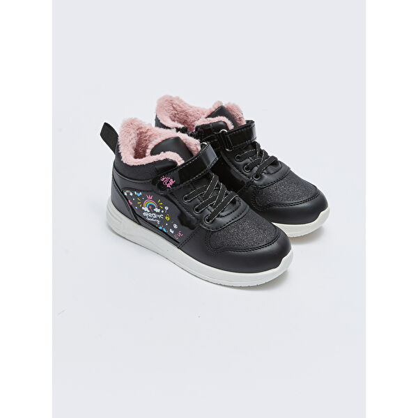 Baskılı Cırt Cırt ve Fermuar Kapamalı Kız Çocuk Bot Baskılı Cırt Cırt ve Fermuar Kapamalı Kız Çocuk Bot