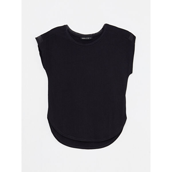 Bisiklet Yaka Düz Kısa Kollu Kadın Spor Tişört